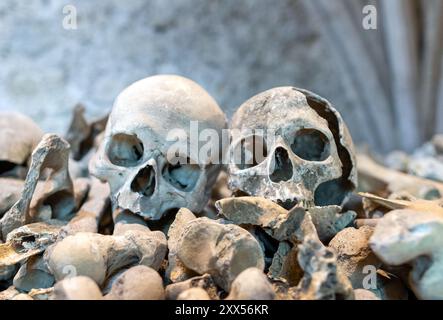 Human Sculls in The Crypt Under St Leonards Church The Hythe Kent Stock ...