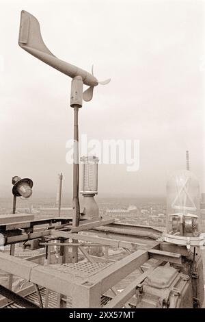 A wind meter and air quality tester on top of a 90 meter high tower at ...