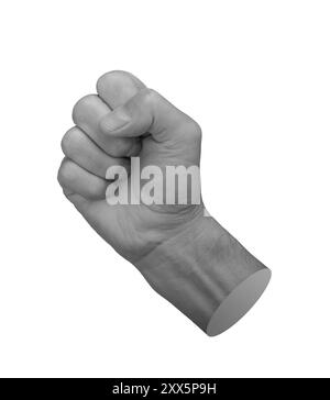 Clenched fingers, knuckle, fist aside, side view, isolated on white ...