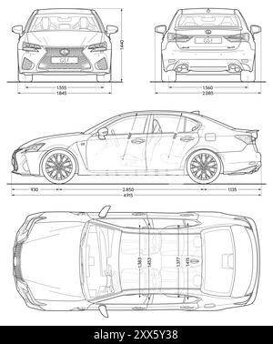 Lexus GS 2017 Car Blueprint Stock Vector Image & Art - Alamy