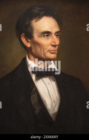This portrait of Abraham Lincoln, painted on glass, commemorates the ...