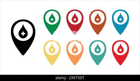 Plus pin map icon. Hospital, Clinic. Map pointer. Map markers. Vector ...