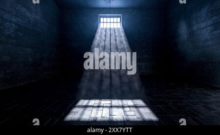 Light beam shining through a prison cell window illuminating interior 3d Stock Photo - Alamy