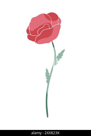 Floral poppy plant in art nouveau 1920-1930. Hand drawn with weaves of ...