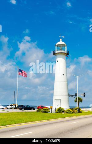 The landmark historic Biloxi Lighthouse at Biloxi, Mississippi Stock ...