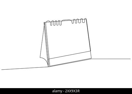 Table calendar continuous one line drawing of isolated outline vector ...