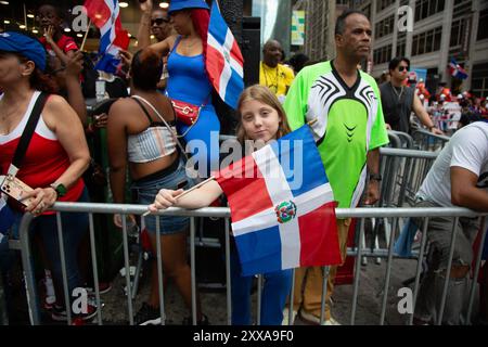 portrait of girl with Dominican Republic flag painted on her face Stock ...
