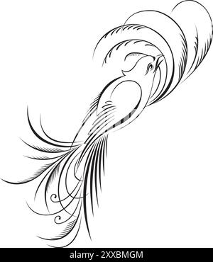 abstract bird with elegant calligraphy strokes for illustration Stock ...