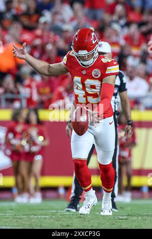 Kansas City Chiefs punter Matt Araiza arrives at the stadium before an ...