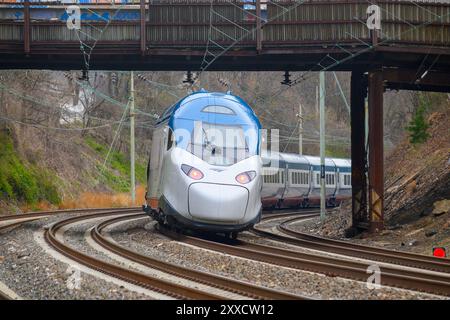 Amtrak Acela II train testing on the Main Line Stock Photo - Alamy