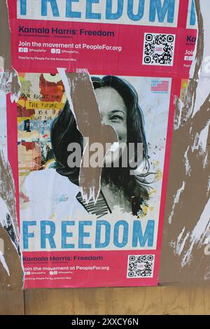 Ripped and torn Kamala Harris freedom flypaper posters on Ashland ...