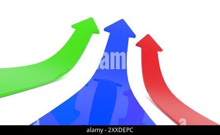 Colorful upswing arrows on a white background, 3d rendering Stock Photo ...