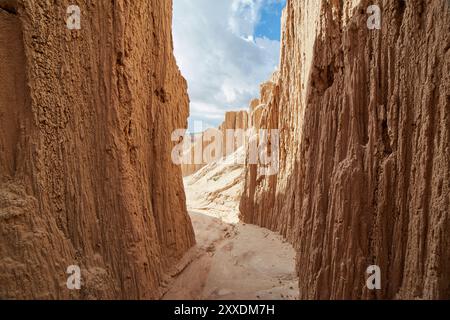 Cathedral Gorge State Park is known for its narrow slot canyon and ...