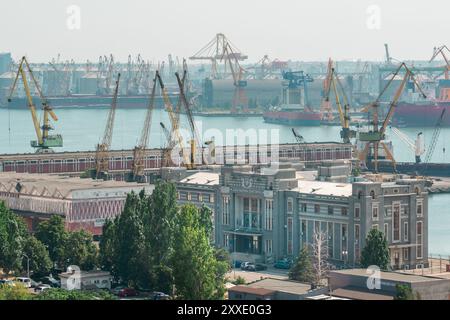 Constanta, Romania, July 15, 2024, panorama of the black sea with roof ...