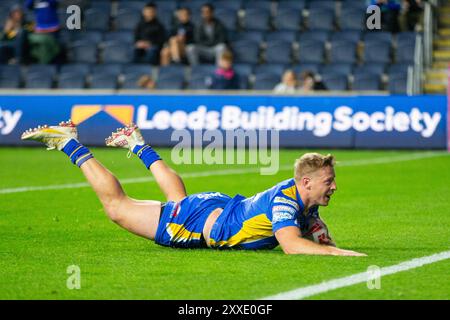 Lachie Miller of Leeds Rhinos goes over for a try during the Betfred ...