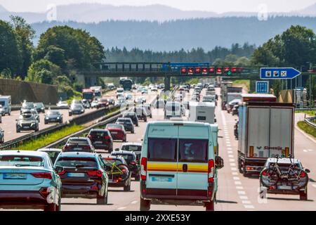 The A8 Autobahn near Holzkirchen in Germany is an important highway ...