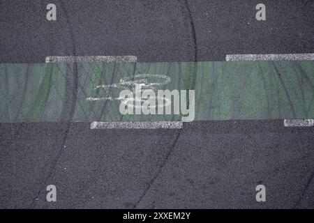 Brighton England Cycleway road markings shot from above aerial ...