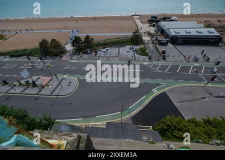 A shoot of Madeira Drive and Dukes Mound road junction markings and ...