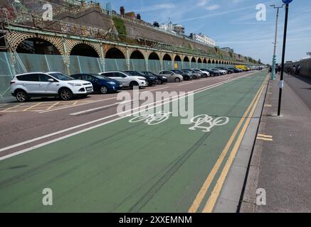 Brighton Cycleway network road markings along Madeira drive. In England ...