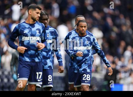 Tottenham Hotspur's Wilson Odobert (right) during a training session at ...