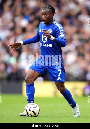 Leicester City's Abdul Fatawu in action during the Sky Bet Championship ...