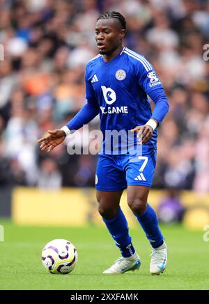 Leicester City's Abdul Fatawu in action during the Sky Bet Championship ...