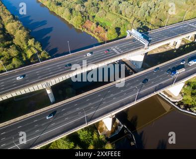 Thelwall Viaduct, M6 motorway at Lymm, Warrington, Cheshire, England ...