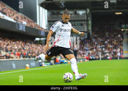 Andreas Pereira #18 of Fulham has a shot at goal during the Emirates FA ...