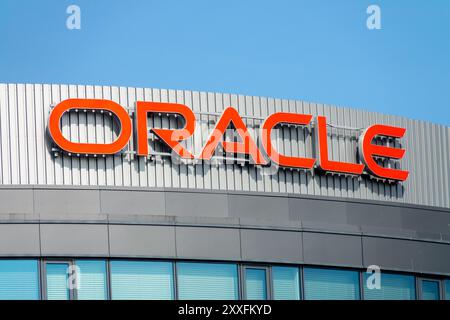 Exterior view of Oracle logo sign on October 29 2024 in Lehi, Utah, USA ...