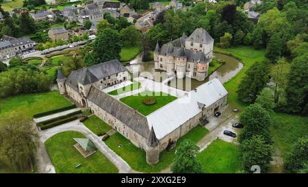 drone photo Spontin castle belgium europe Stock Photo - Alamy