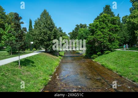 Romantic bridges over the Oos River in the city park of Baden-Baden ...