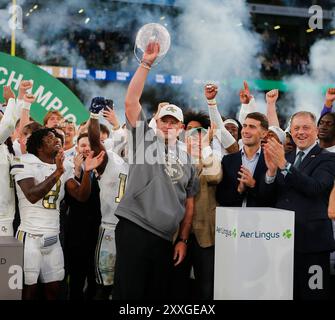 Georgia Tech head coach Brent Key, right, greets his family after ...