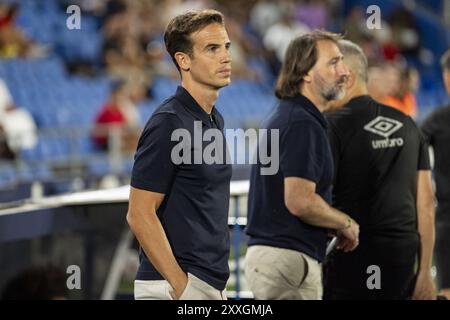 Inigo Perez, head coach of Rayo Vallecano, looks on during the Spanish ...