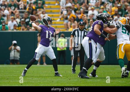 Baltimore Ravens quarterback Devin Leary (13) in action during the ...