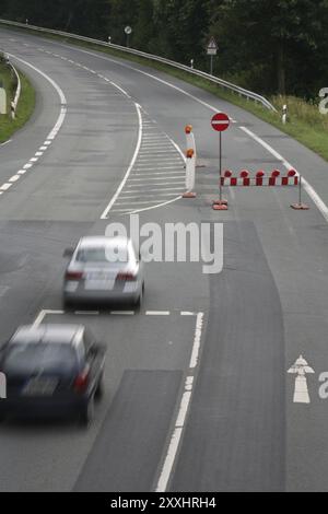 Construction site closure of a country road Stock Photo - Alamy