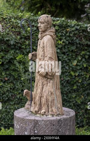 Sculpture of Benedict of Nursia in the monastery garden of the former ...