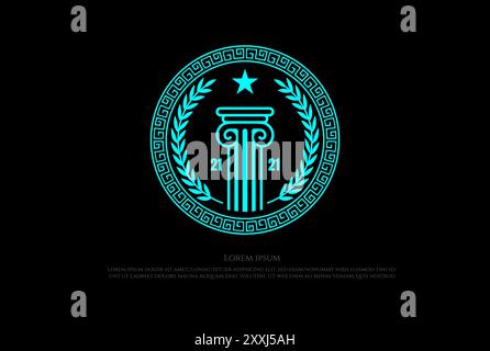 Ancient Greek Coin with Pillar Column, Laurel Wreath, Border Pattern ...