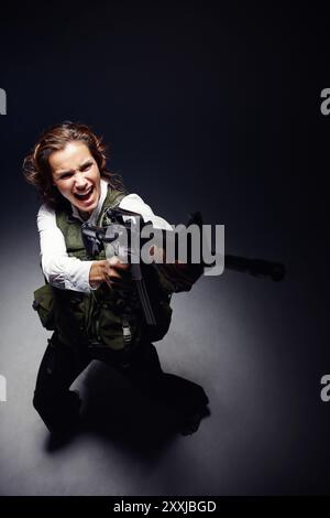 Angry female soldier Stock Photo - Alamy