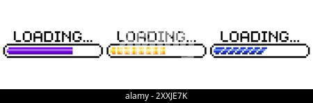 Pixel art 8-bit loading bar concept. Loading or Installing process ...