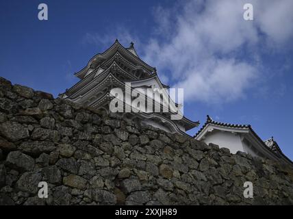 Scenic view of the moat and the striking Main Donjon curved gables part ...