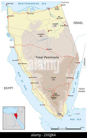 Egypt Sinai Peninsula Map Stock Photo - Alamy