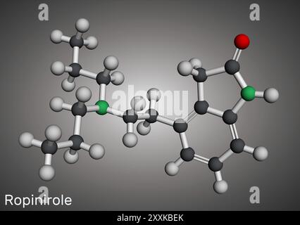 Ropinirole drug molecule. Used to treat the symptoms of Parkinson's ...