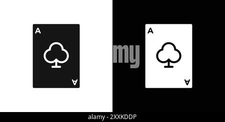Ace of Clubs icon logo sign vector outline in black and white color ...