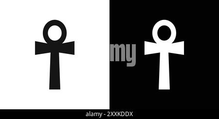 Ankh icon logo sign vector outline in black and white color Stock ...