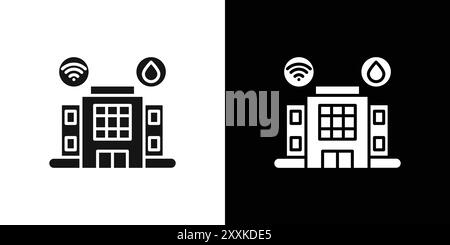 Building amenities icon logo sign vector outline in black and white ...