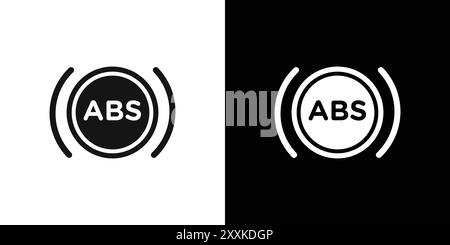 Automotive ABS icon logo sign vector outline in black and white color ...