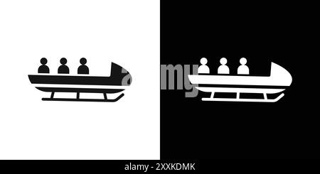 Bobsleigh icon logo sign vector outline in black and white color Stock ...