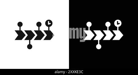 Chronology icon logo sign vector outline in black and white color Stock ...