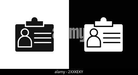 Employee id card icon logo sign vector outline in black and white color ...