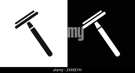 Hair removing razor icon logo sign vector outline in black and white ...